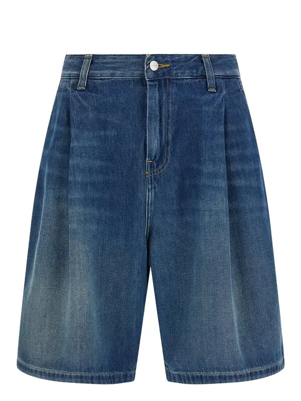 Carhartt Work In Progress Alta Pleated Wide Leg Denim Shorts - Blue