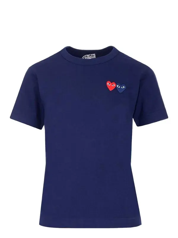 Play Comme Des Garcon Comme Des Garçons Play Double Heart Crewneck T-shirt - Blue