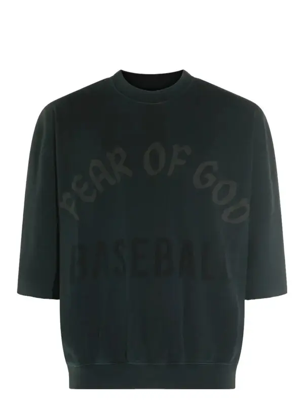 Fear Of God Short Sleeve Crewneck Sweatshirt With Front Logo - Black