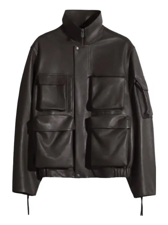 LEMAIRE Multi-pocket Leather Jacket - Mocha