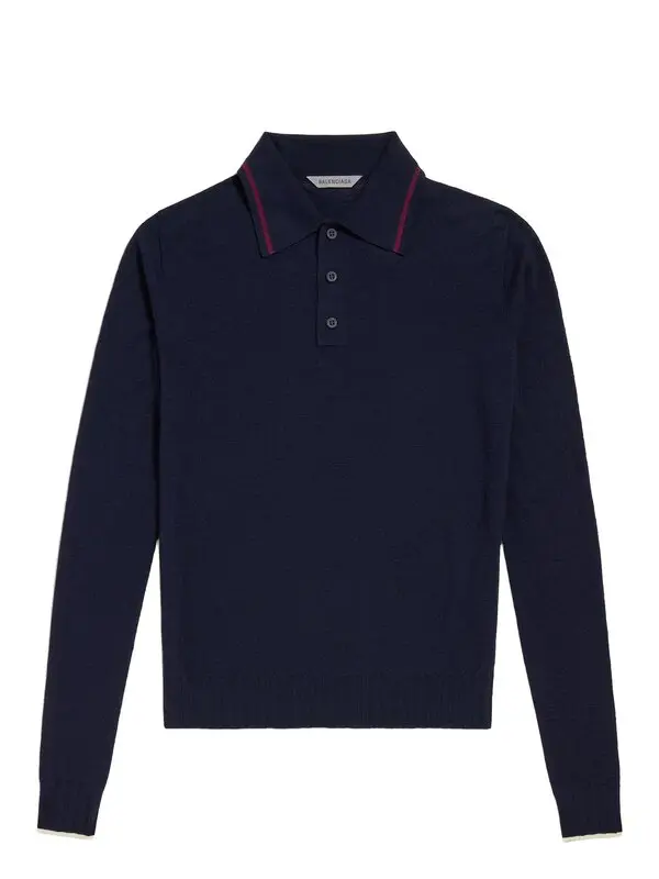 Balenciaga Knitted Long Sleeve Polo - Blue