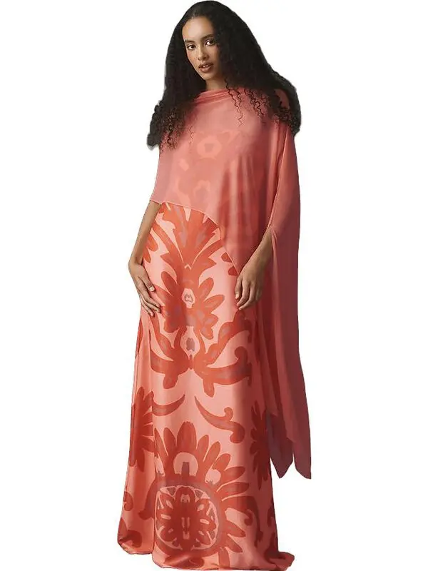DIARRABLU Viscose Strapless Maxi Dress - Pink Pattern
