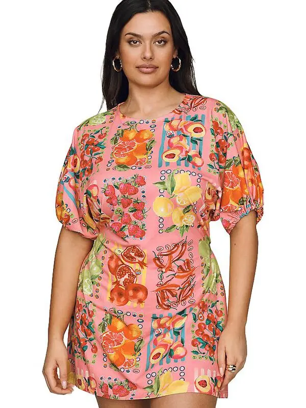 NEVER FULLY DRESSED Fruit Stamp Mini Dress - Pink Pattern