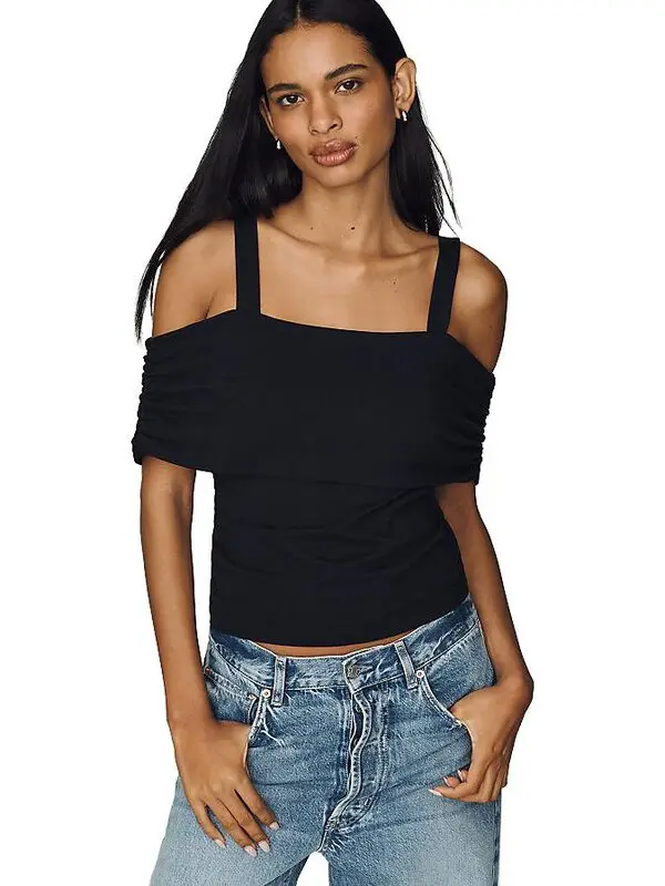 NATION LOS ANGELES Tamaira Off-shoulder Tank Top - Black