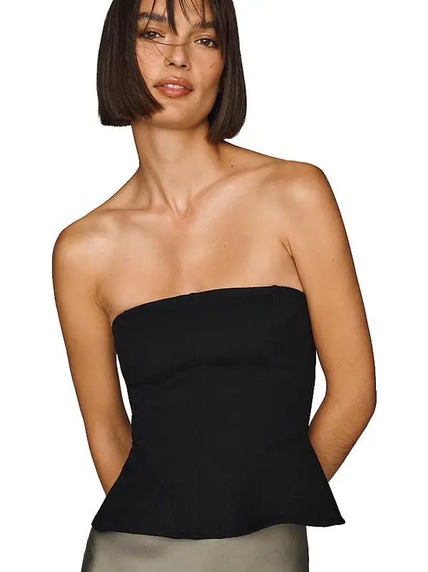 Maeve Peplum Tube Top - Black