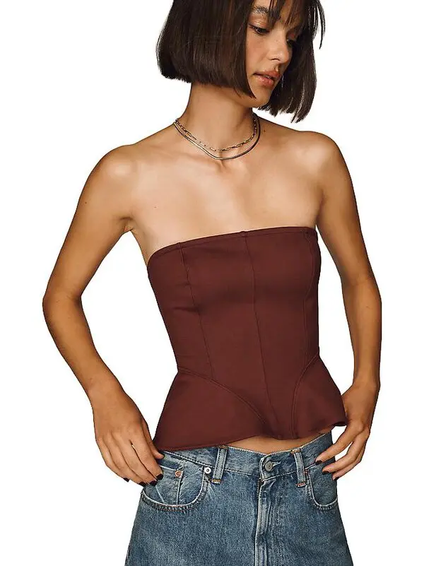 Maeve Peplum Tube Top - Cocoa Plum