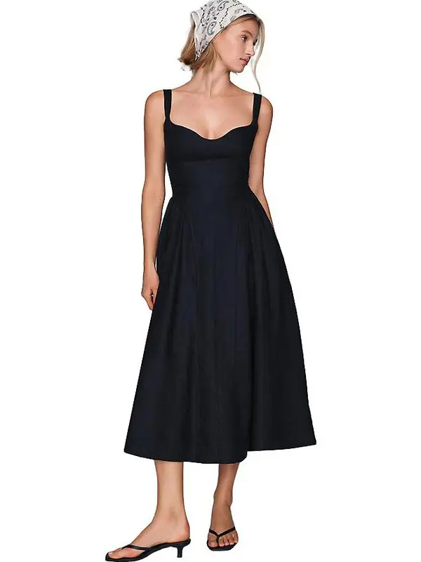 REFORMATION Linen Midi Dress - Black