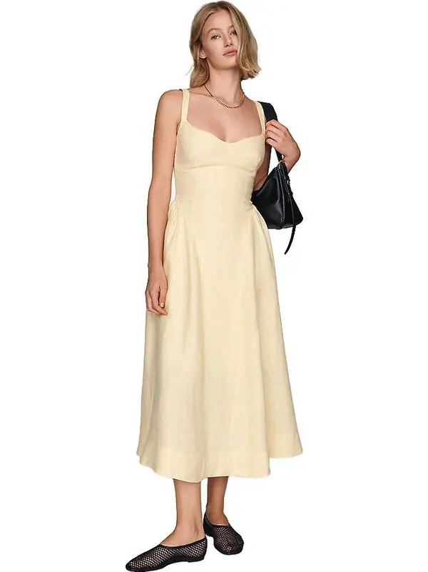 REFORMATION Linen Midi Dress - Ray Of Light