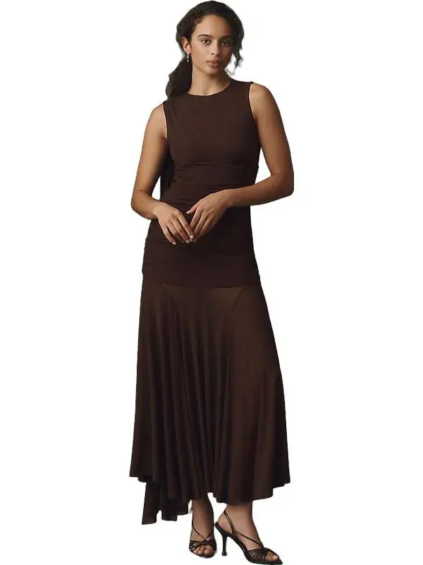 Bardot Alverie Mesh Maxi Dress - Chocolate