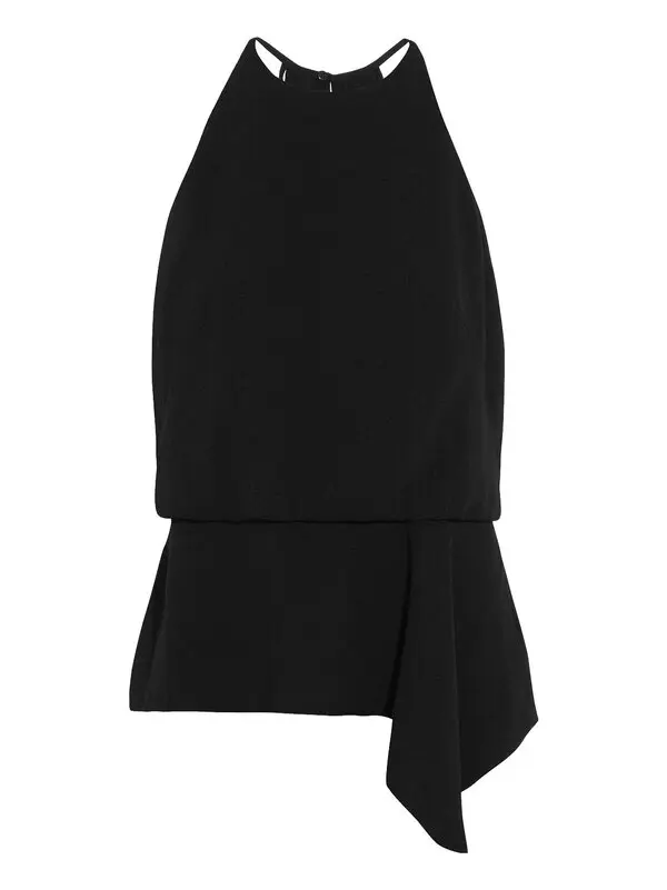Halston Cutout Crepe De Chine Top - Black