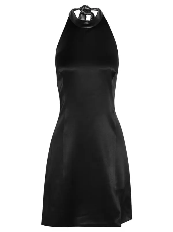 GRACE MMXIII Angelina Satin Halterneck Mini Dress - Black