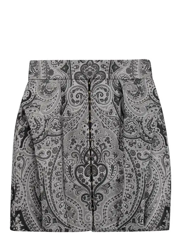 Balmain Pleated Brocade Mini Skirt - Anthracite