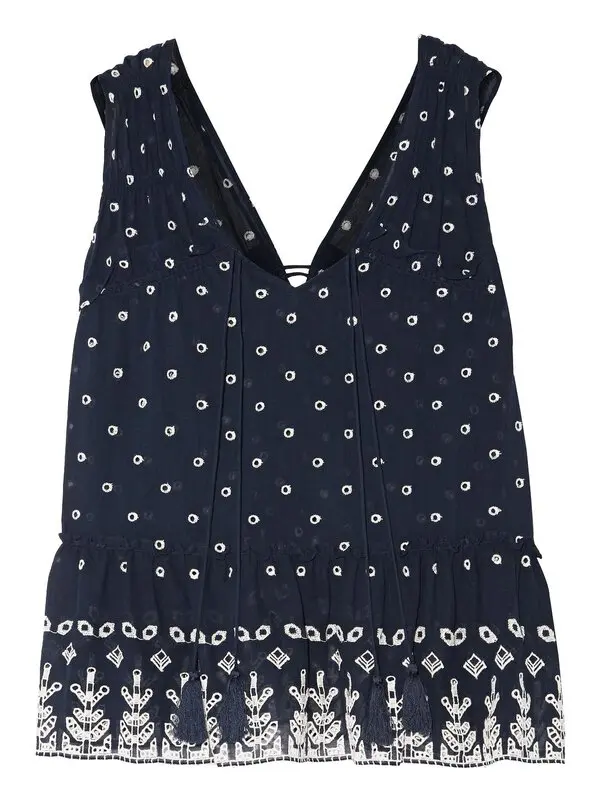 Derek Lam 10 Crosby Broderie Anglaise Cotton Top - Storm Blue