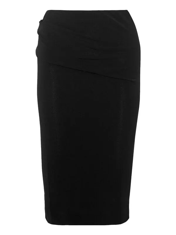 BY MALENE BIRGER Ruched Stretch-crepe Pencil Skirt - Black