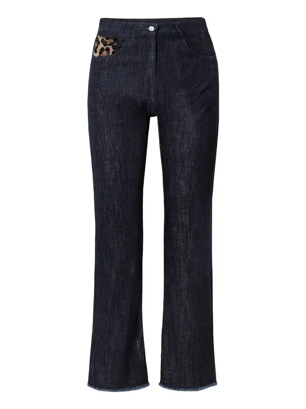 Michael Kors Calf Hair-trimmed High-rise Straight-leg Jeans - Dark Denim