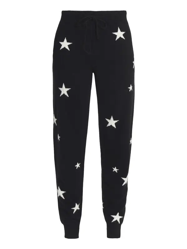 Chinti & Parker Star Intarsia Cashmere Track Pants - Black