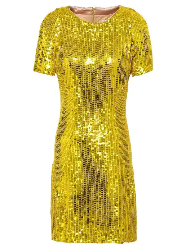 Galvan Sequined Silk-chiffon Mini Dress - Yellow