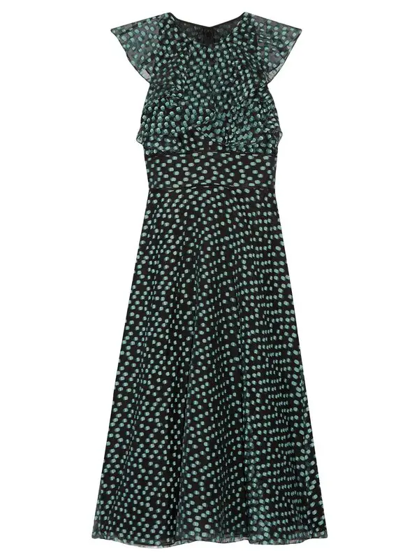 Lela Rose Ruffled Fil Coupé Organza Midi Dress - Mint