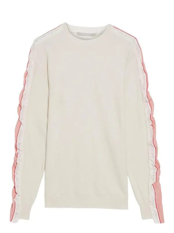 Stella McCartney Ribbed Wool Sweater With Trim - Beige