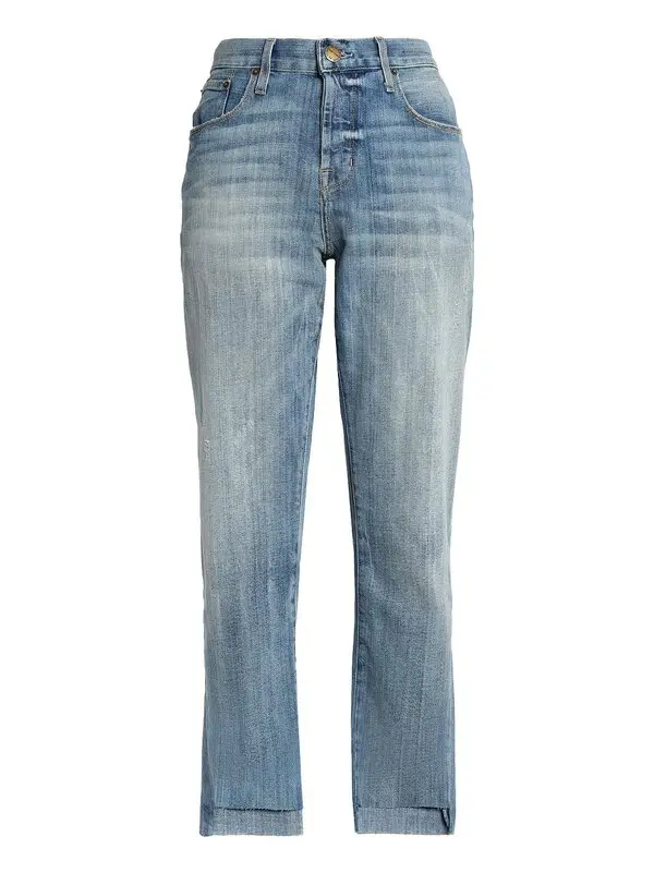 Current/Elliott Faded Mid-rise Straight-leg Jeans - Mid Denim