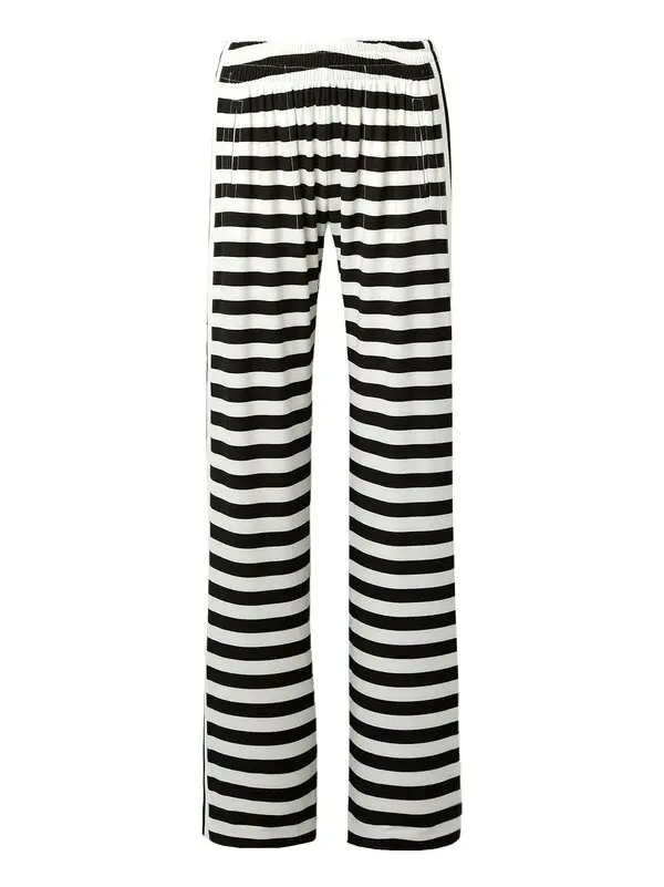 Norma Kamali Striped Stretch-jersey Wide-leg Pants - Black