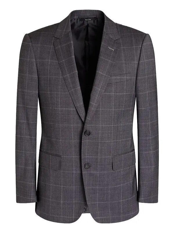 Dunhill Checked Wool Blazer - Dark Gray