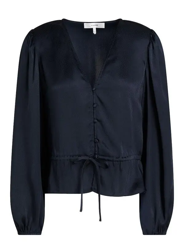 FRAME Fil Coupé Silk-satin Blouse - Navy