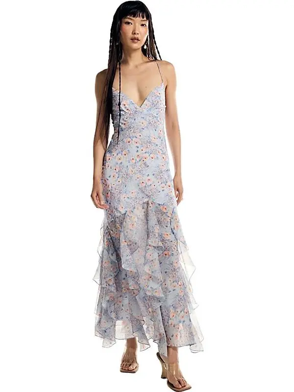 For Love & Lemons Elea Maxi Dress - Blue