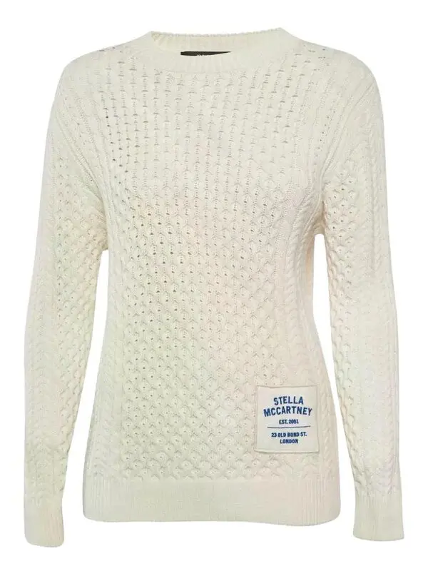 Stella McCartney White Cable Knit Crew Neck Sweater - Neutrals
