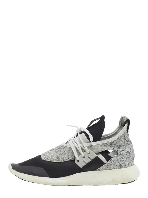 Y3 Elle Run Lace-up Cracked-leather Sneakers - Black
