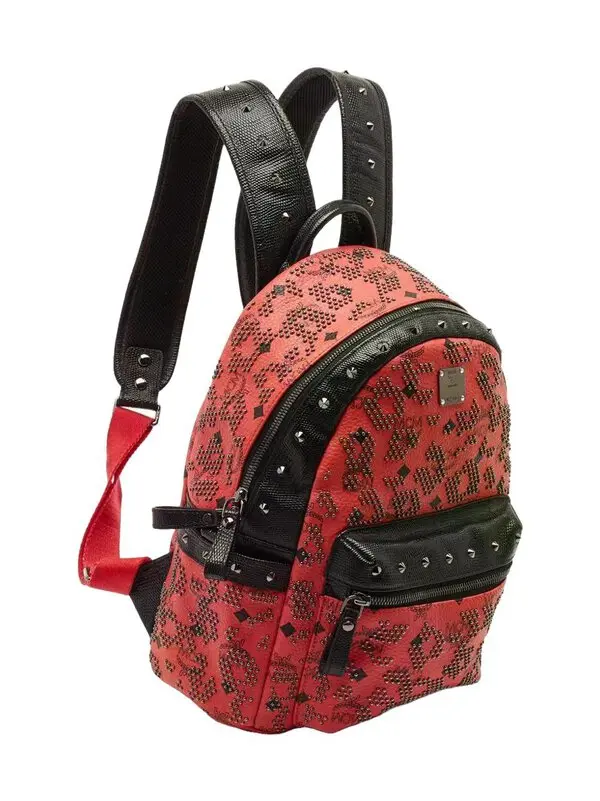 Mcm Stark Stud-embellished Backpack - Red