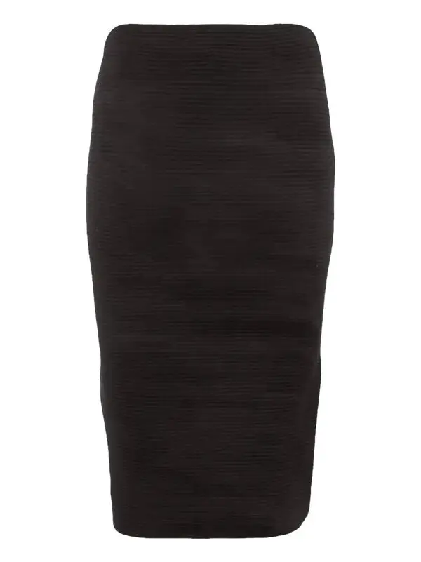 Emporio Armani Ribbed Midi Skirt - Black