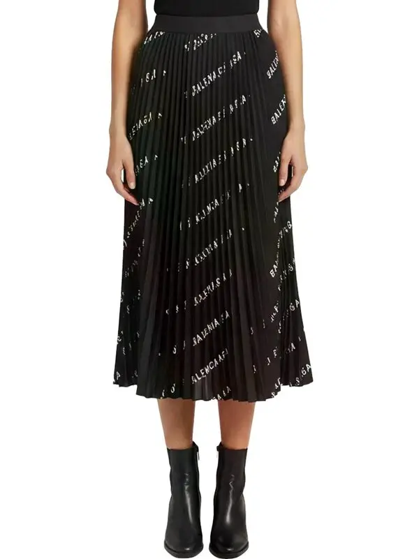 Balenciaga Logo-print Midi Skirt - Black