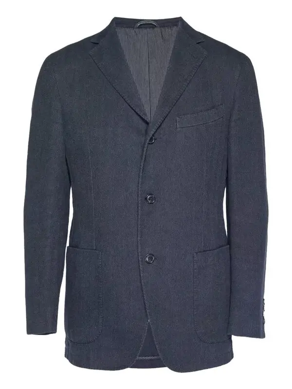 Ermenegildo Zegna Herringbone-pattern Single-breasted Blazer - Grey