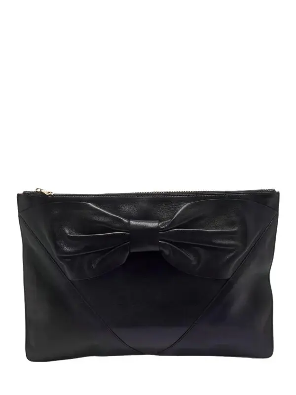 Red Valentino Bow-embellished Clutch Bag - Black