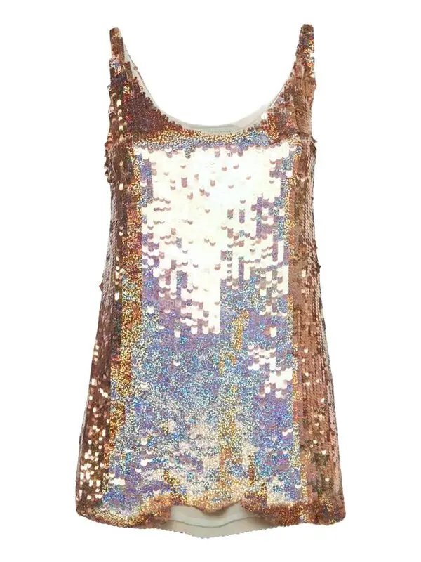 Stella McCartney Sequin Embellishment Silk Tank Top - Gold