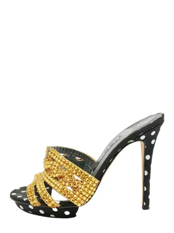 GINA Crystal-embellished Polka-dot Sandals - Black