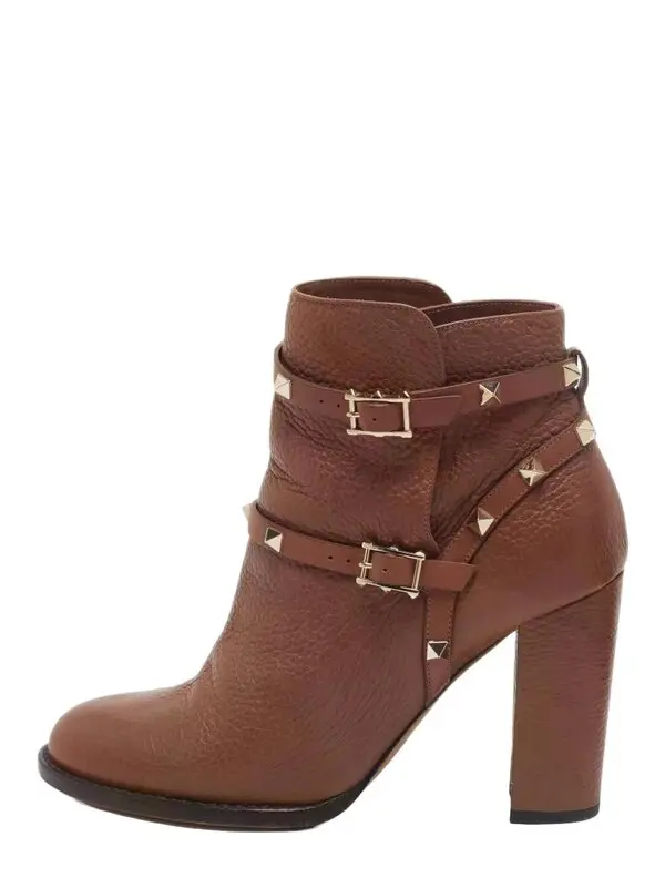 Valentino Garavani Rockstud Buckle Ankle Boots - Brown