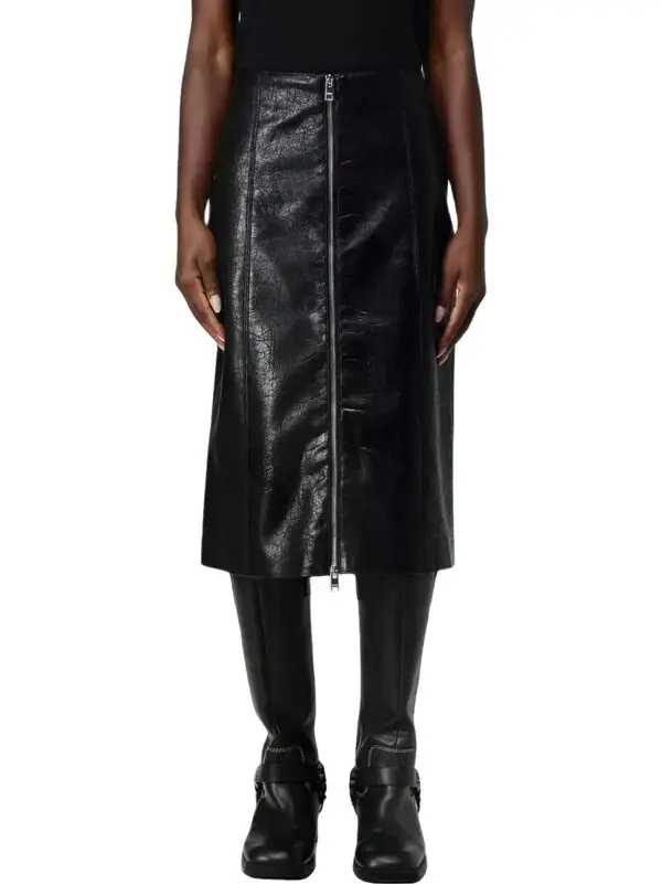 MSGM Crinkled Effect Zip-fastening Midi Skirt - Black
