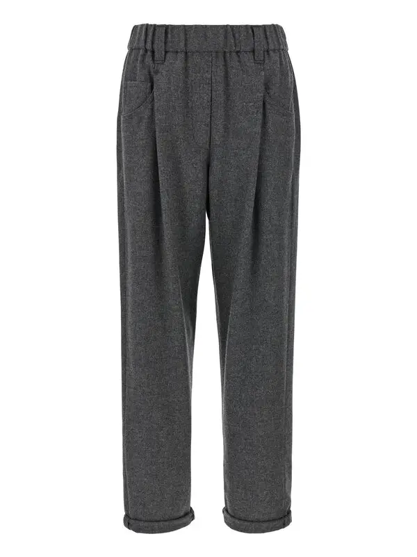Brunello Cucinelli Wool And Cashmere Trousers - Gray