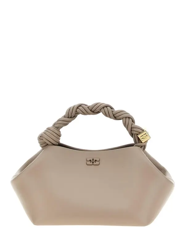 GANNI Small Leather-effect Handbag With Metallic Logo Detail - Gray