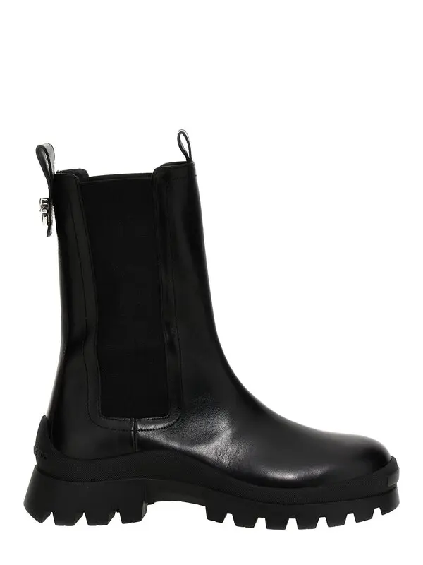 Dsquared2 Leather Ankle Boots With Back Logo Detail - Black