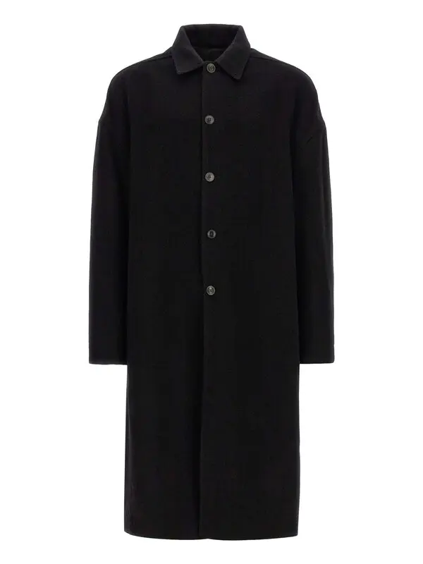 Rick Owens Buttoned Brad Wool Coat - Black