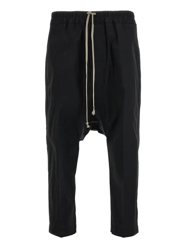 Rick Owens Drawstring Cropped Cotton Pants - Black