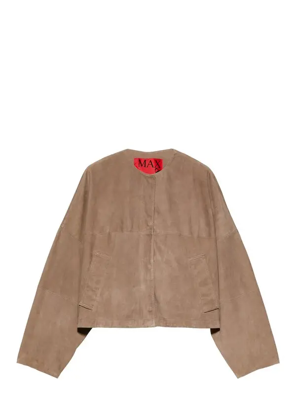 Max & Co. Suede Loose-fit Cropped Jacket - Beige