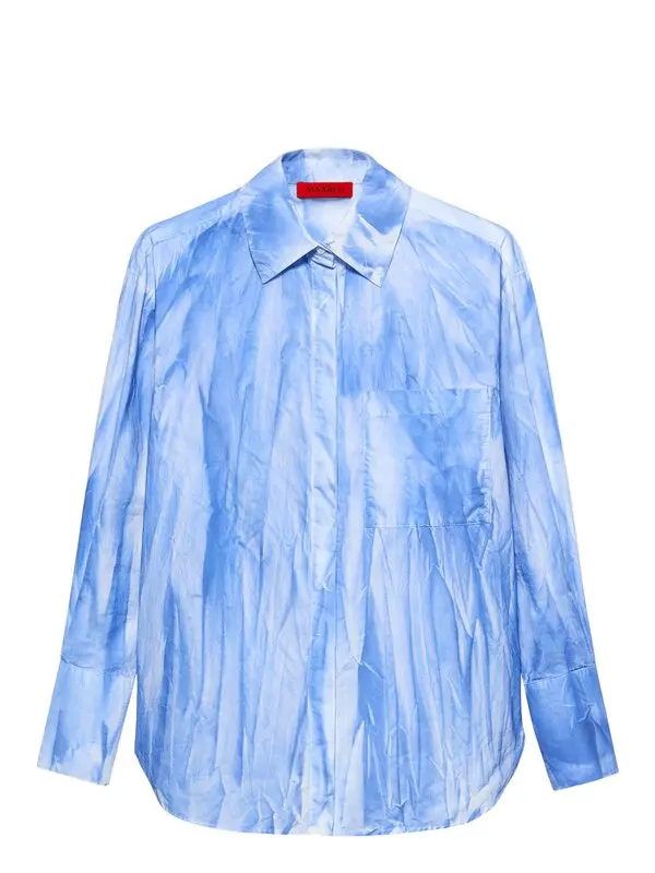 Max & Co. Garment-dyed Shirt With Asymmetrical Finish - Blue