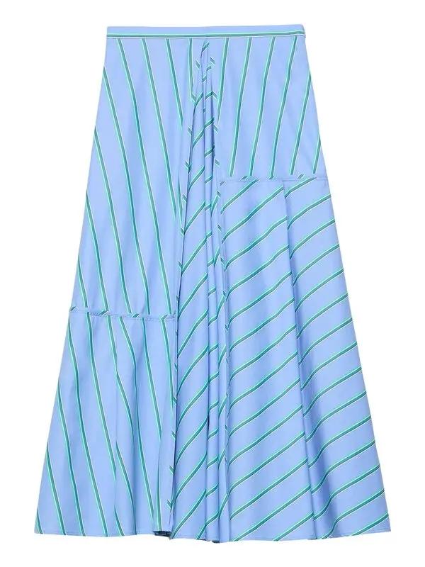 Max & Co. Striped Asymmetric Midi Skirt - Blue