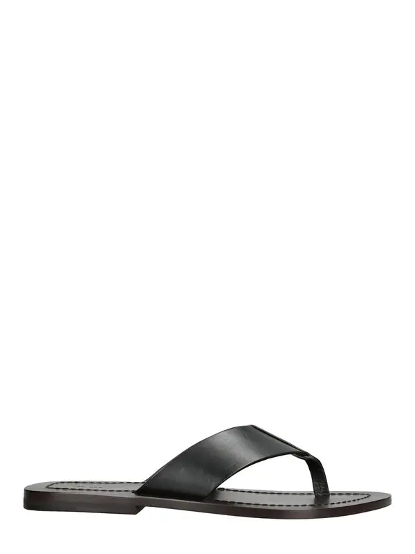 THE ROW Dan Leather Flip Flops - Black