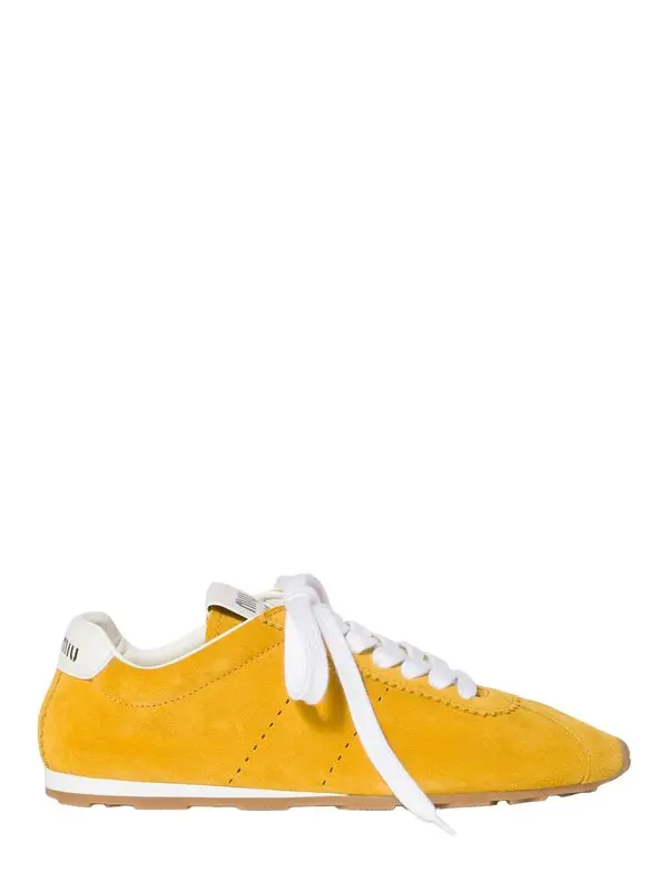 Miu Miu Suede Lace-up Sneakers - Yellow