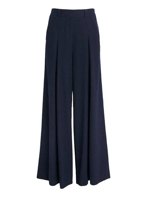 ME+EM Very Wide Pleated Trousers - Navy